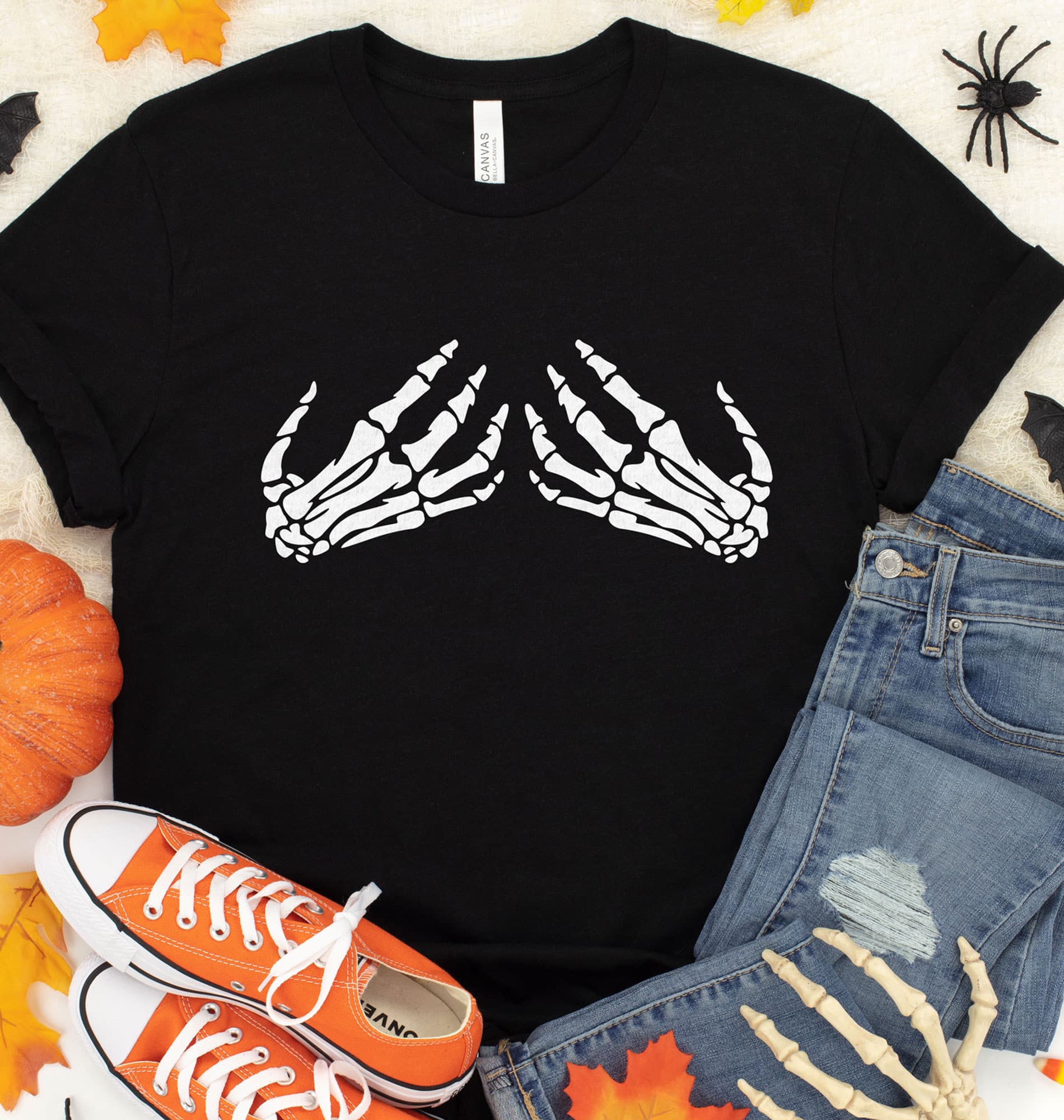 Get ready to spook up your Halloween wardrobe with this Skeleton Hands ...